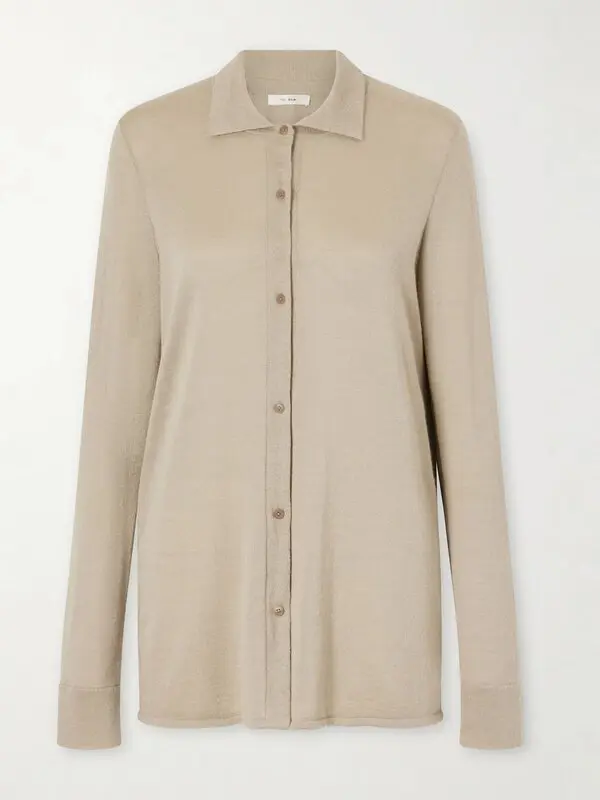 THE ROW Ocari' Cashmere And Silk-blend Polo Knit