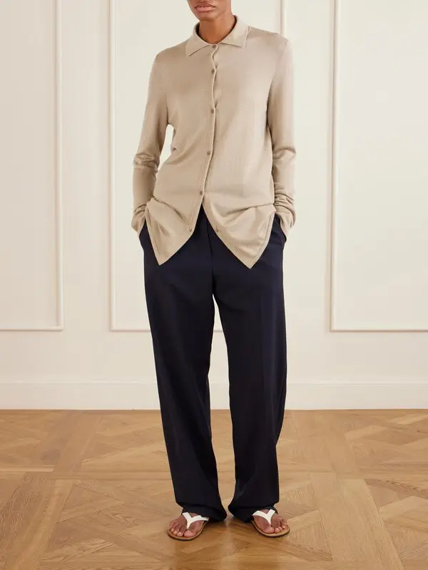 THE ROW Ocari' Cashmere And Silk-blend Polo Knit