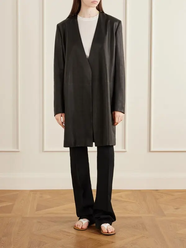 THE ROW Clarisa Leather Knee-length Coat