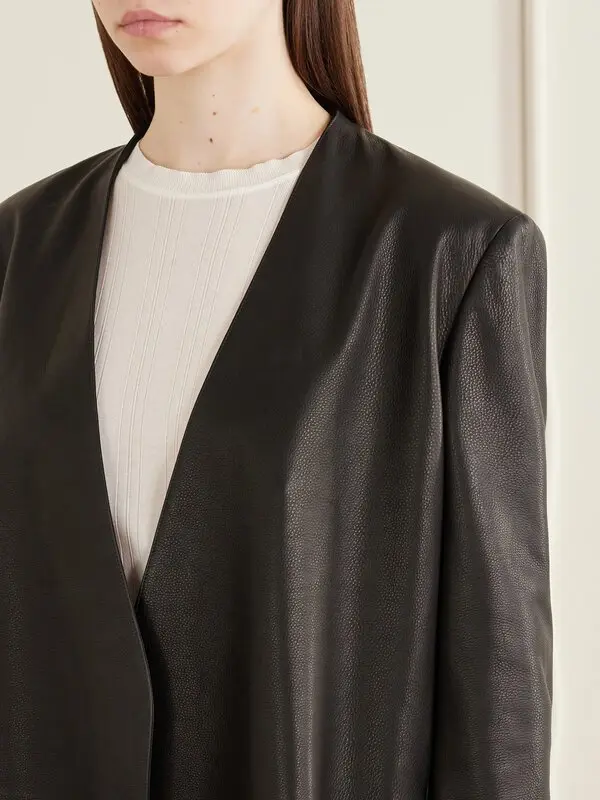 THE ROW Clarisa Leather Knee-length Coat