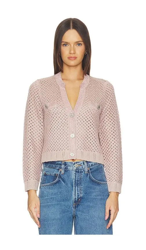 L'Agence Blanca Sequin Crop Cardigan