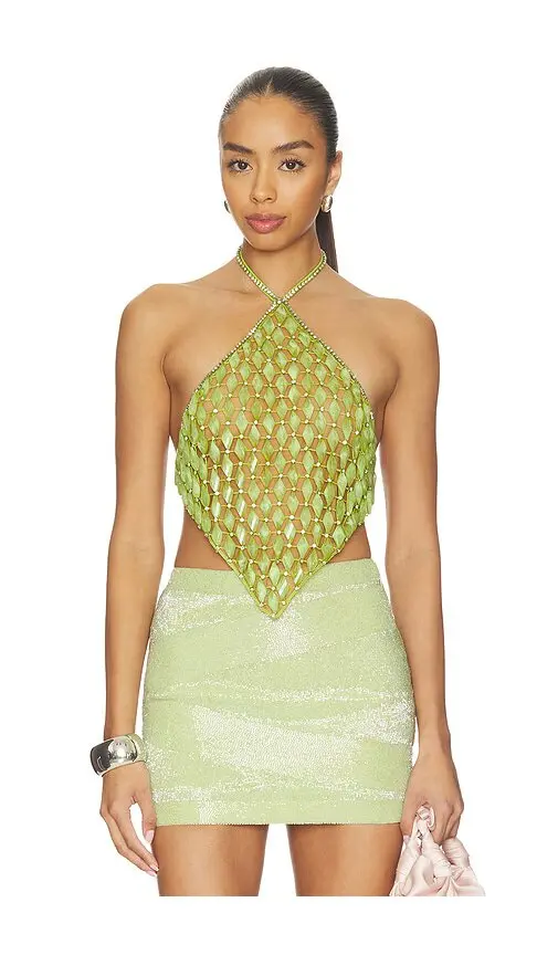 MAY MASHIAH Halterneck Embellished Beaded Top