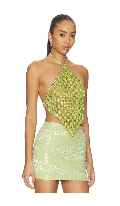 MAY MASHIAH Halterneck Embellished Beaded Top
