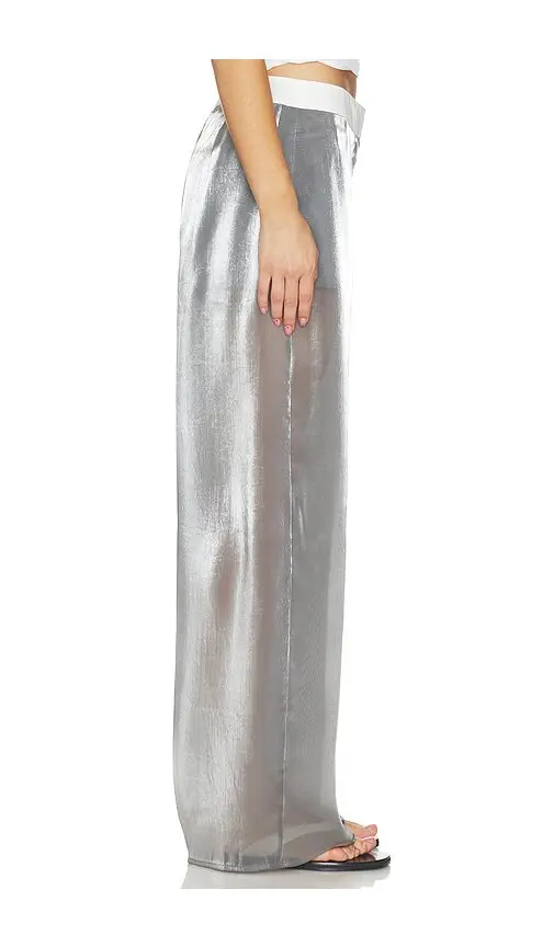 MADISON THE LABEL Ines Sheer Metallic Wide Leg Pants