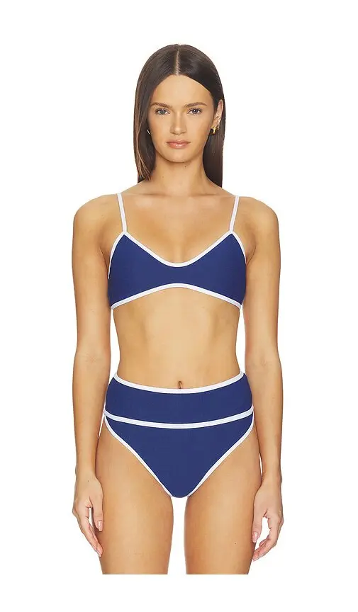 Beach Riot Leona Bikini Top - Navy & White