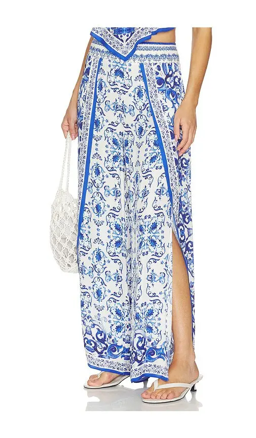 Alice + Olivia Palazzo Pants With Blue Print - Soltice