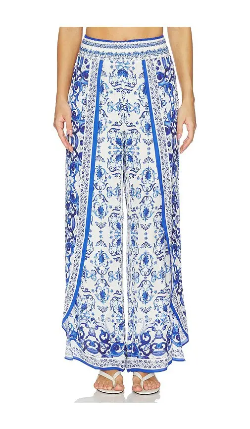 Alice + Olivia Palazzo Pants With Blue Print - Soltice