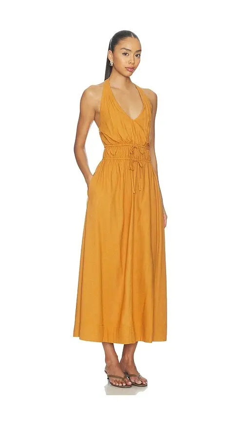 Paige Halterneck Maxi Dress With Drawstring Waist - Monarch
