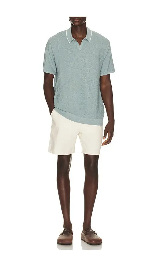 Marine Layer Greyson Knitted Polo In Blue - Slate