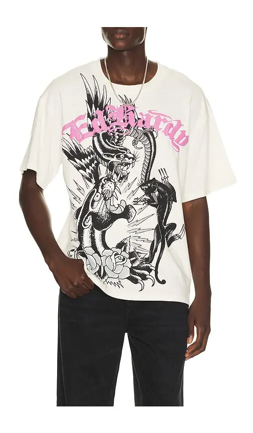 Ed Hardy Panthers Boxy Tee In Cream