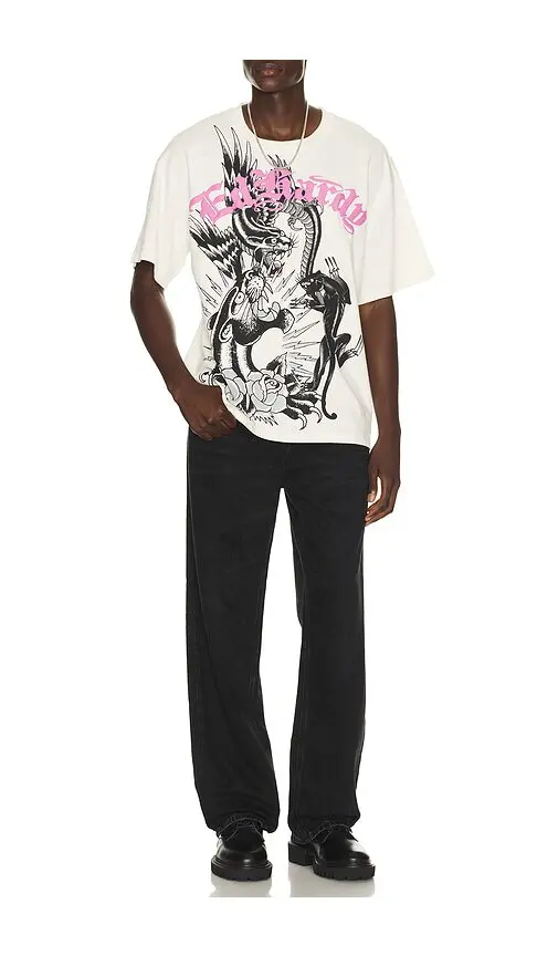Ed Hardy Panthers Boxy Tee In Cream