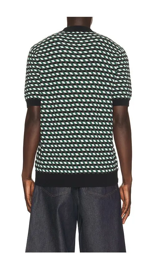 Fred Perry Geometric Knitted Polo In Blue