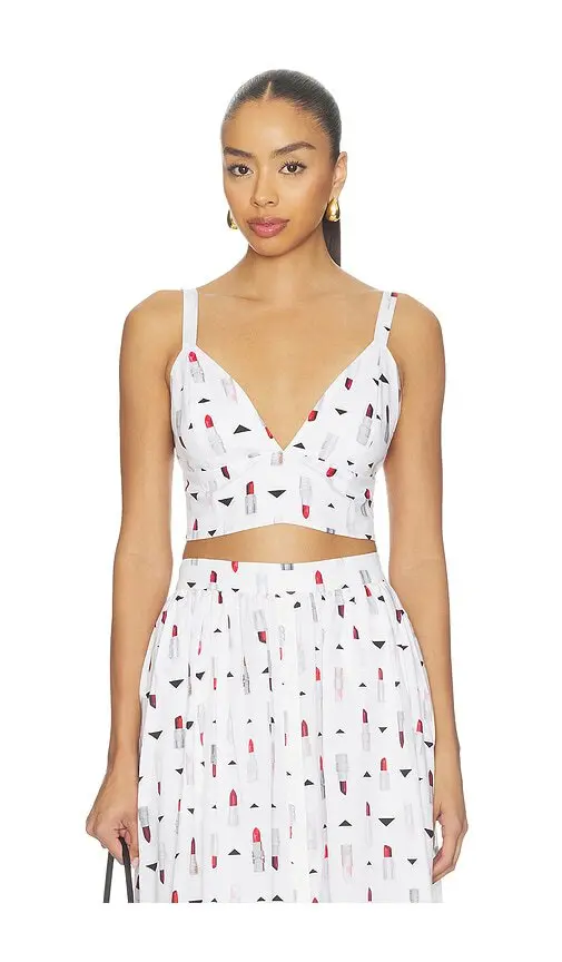 L'Agence Kaori Bralette In White - Ivory Multi Lipstick
