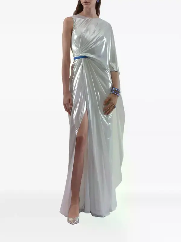 GEMY MAALOUF Asymmetrical Pleated Metallic Dress