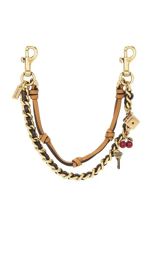 COACH Leather And Metal Bag Charm With Dice And Cherry Charms - Maple Honey
