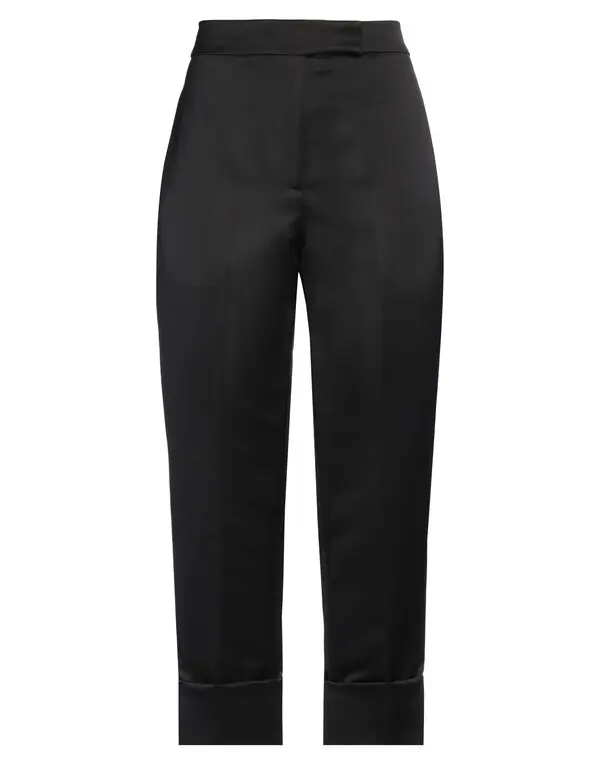 SEMICOUTURE Satin High-waisted Tapered Cropped Pants - Black