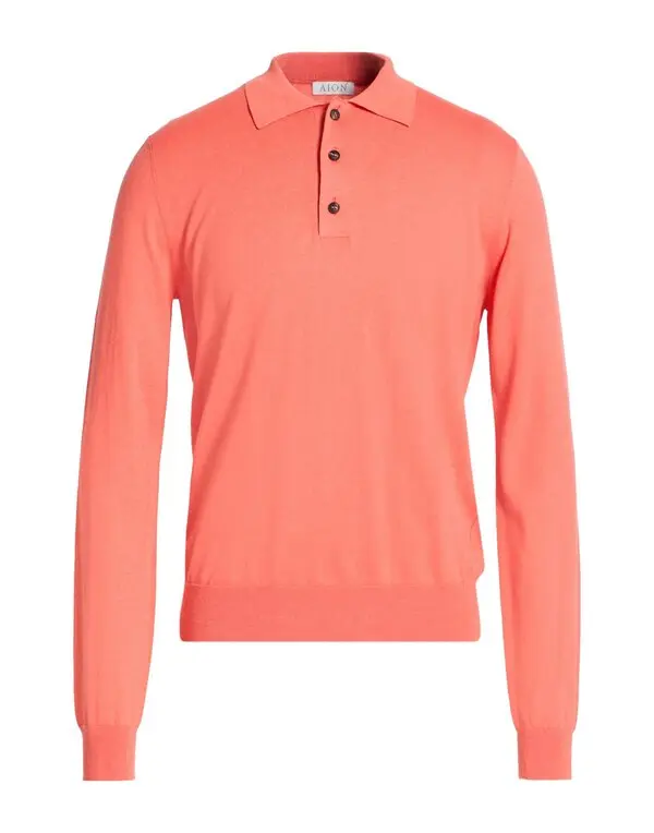 AION Coral Silk And Cotton Long Sleeve Polo