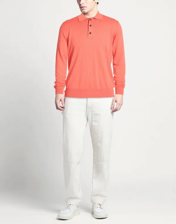 AION Coral Silk And Cotton Long Sleeve Polo