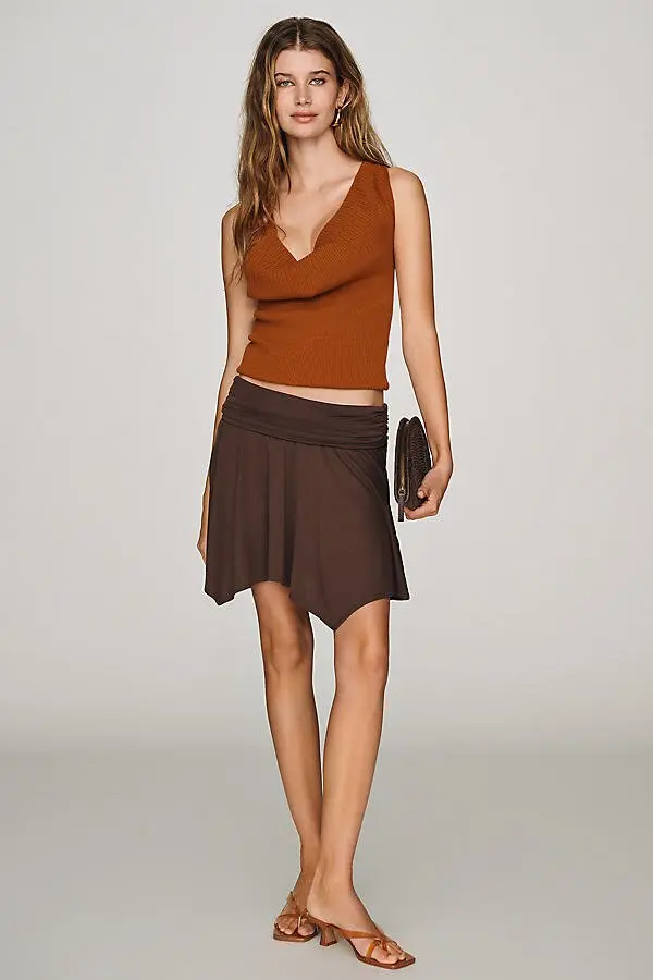 Anthropologie Hanky Hem Mini Skirt - Brown