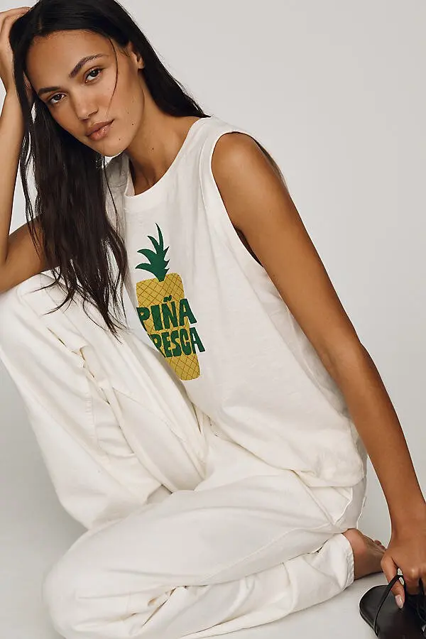 Maeve Cotton Piña Fresca T-shirt - Ivory