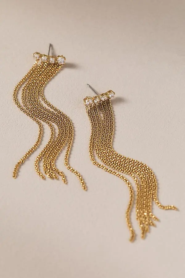 Nadri Cleo Fringe Drop Earrings - Gold