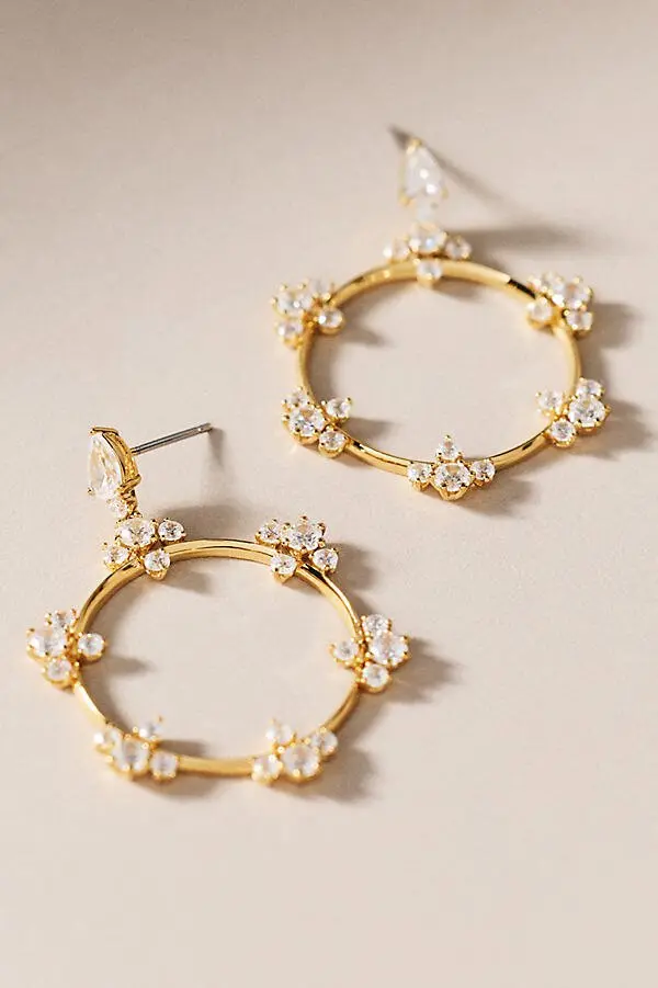 Nadri Frontal Crystal Hoop Earrings