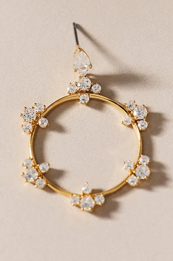 Nadri Frontal Crystal Hoop Earrings