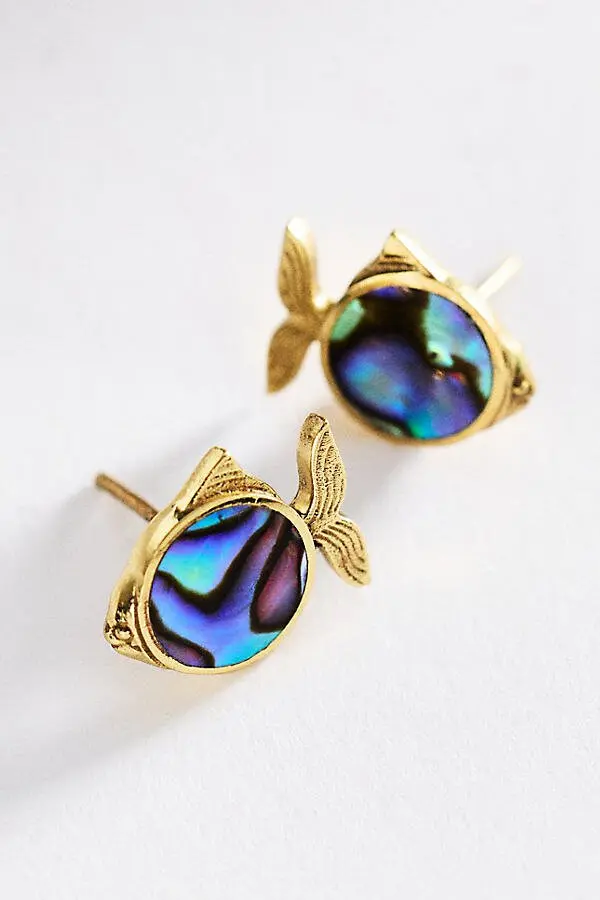 ALEMAIS Calypso Paua Fish Post Earrings - Multi