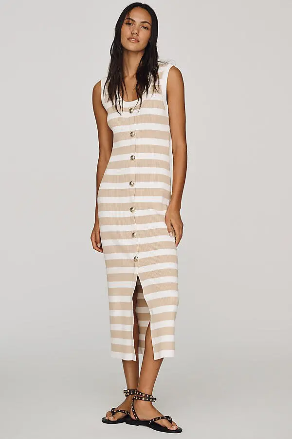 Endless Rose Striped Button-front Midi Dress
