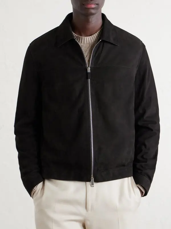 Zegna Suede Zip-up Blouson Jacket