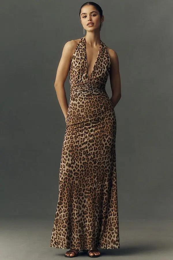 Bardot Elera Mesh Maxi Dress - Leopard
