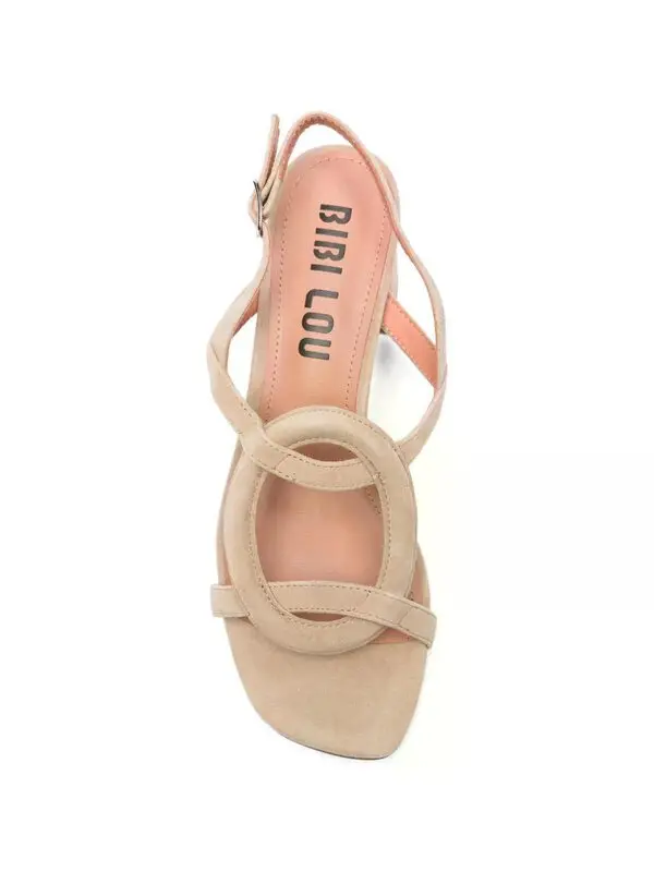 BIBI LOU Beige Leather Suede Slingback Sandals