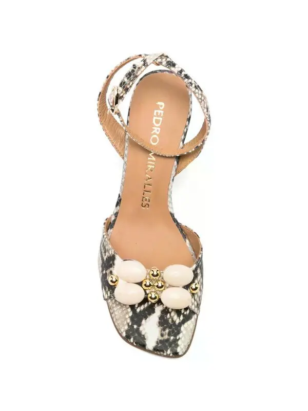 PEDRO MIRALLES Snake-effect Embellished Sandals