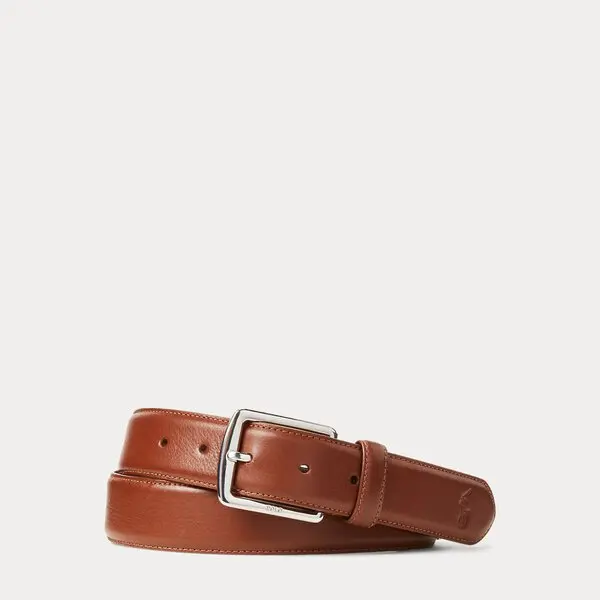 Ralph Lauren Full-grain Leather Dress Belt With Rectangular Buckle - Brown