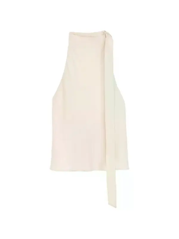 ALYSI Cream Halterneck Top With Tie Detail