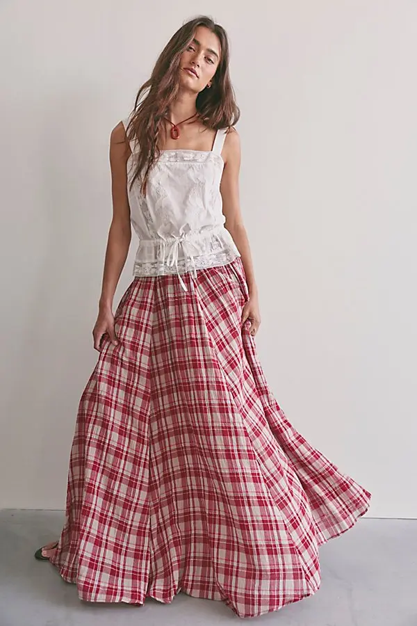 Free People Ives Maxi Skirt - Cherry Combo