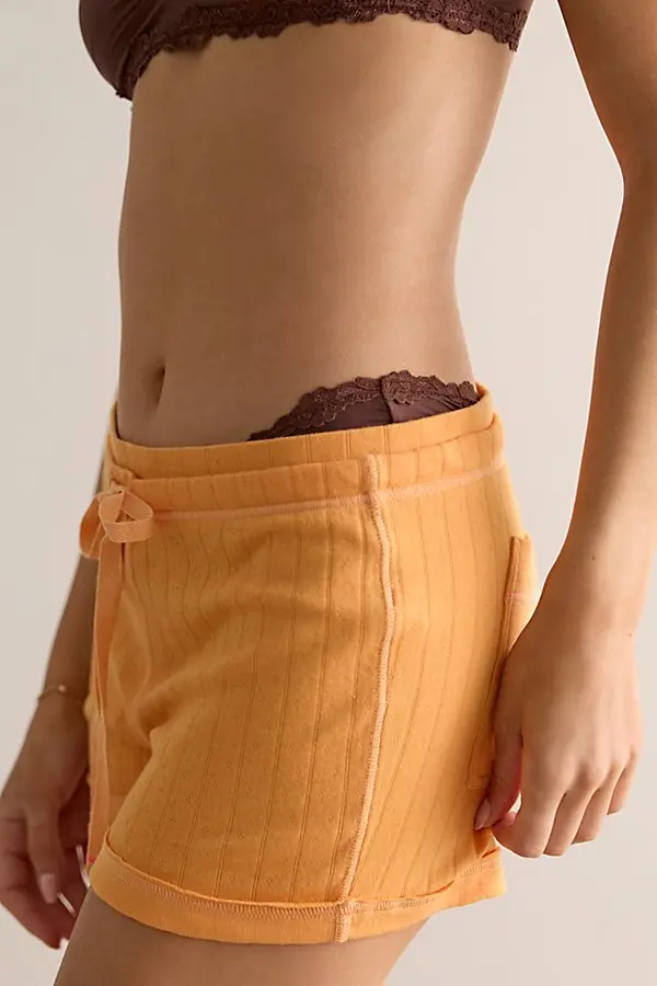 Free People End Game Pointelle Micro Shorts - Citrus Glow