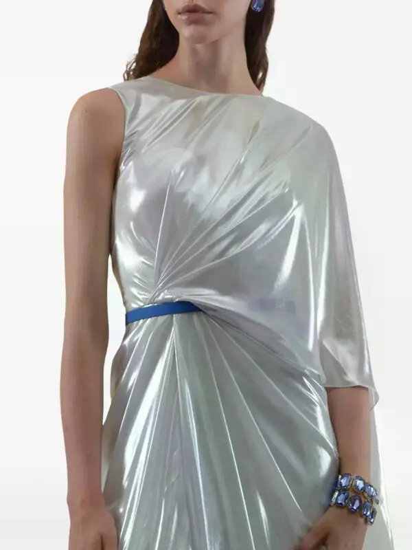 GEMY MAALOUF Asymmetrical Pleated Metallic Dress
