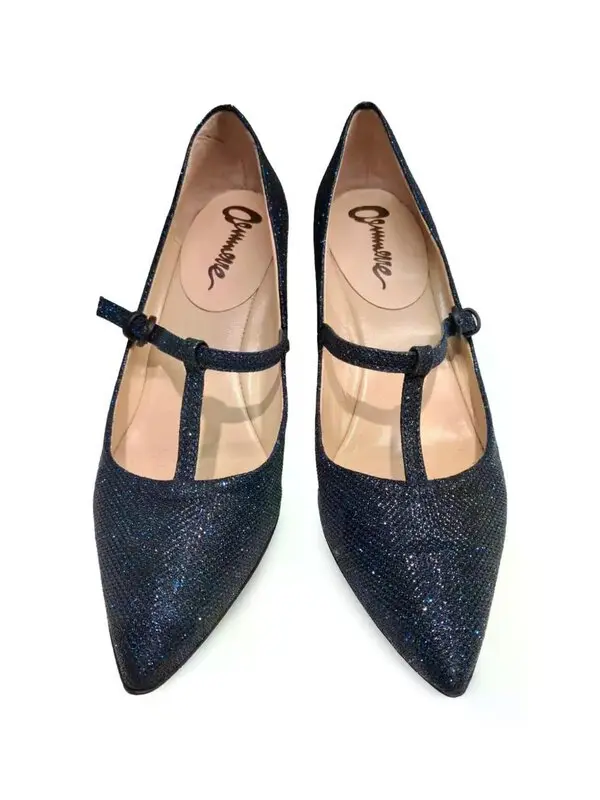 LA ROSE Glitter-effect T-bar Pumps