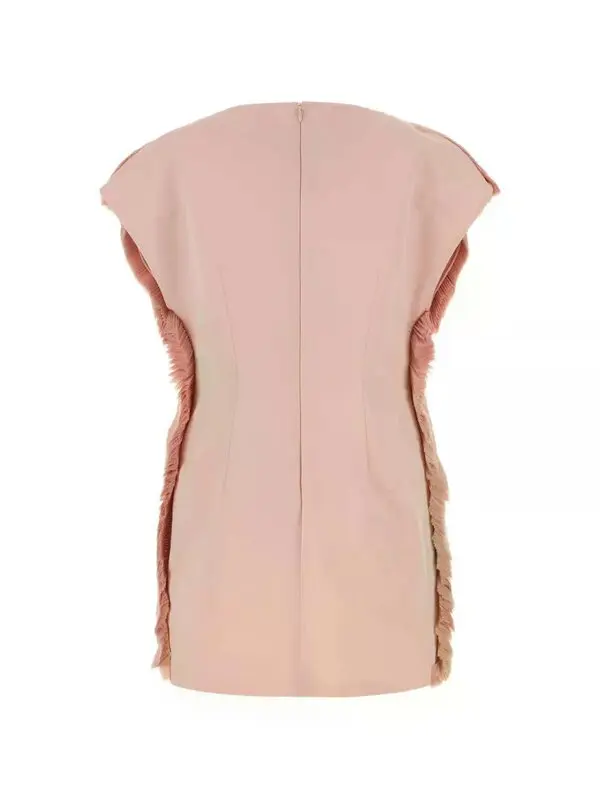 JIL SANDER Mini Pleated Frayed-edge Dress