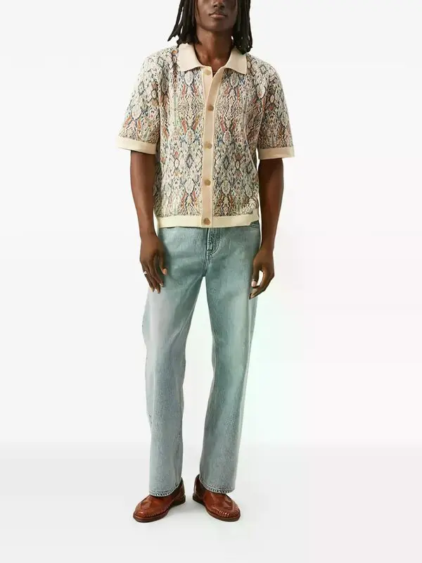 CORRIDOR Trance Jacquard-knit Polo Shirt - Neutrals