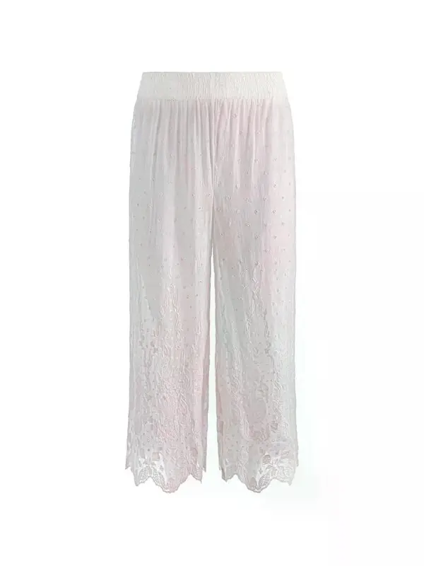 Alice + Olivia Elba Embroidered Pull-on Trousers - White
