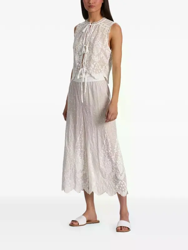 Alice + Olivia Elba Embroidered Pull-on Trousers