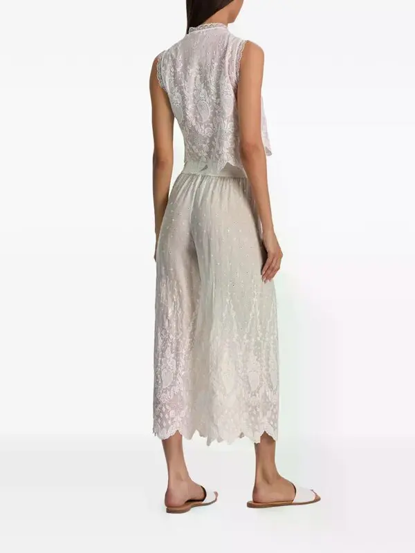 Alice + Olivia Elba Embroidered Pull-on Trousers