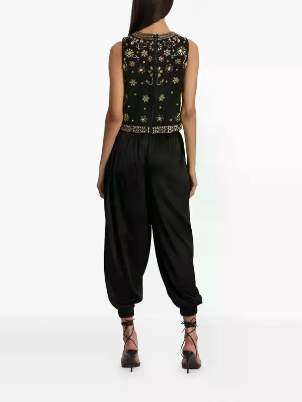 Alice + Olivia Amal Crystal-embellished Cropped Tank Top
