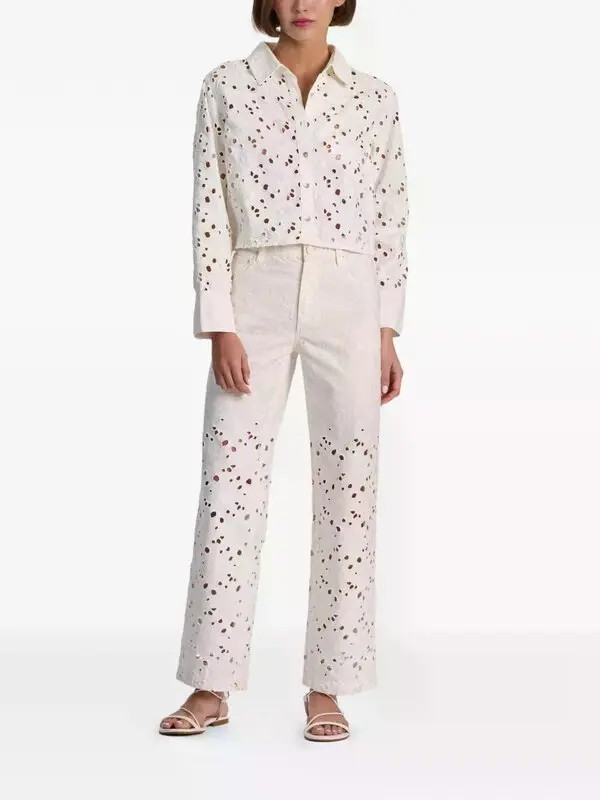 Alice + Olivia Broderie Anglaise Cropped Shirt