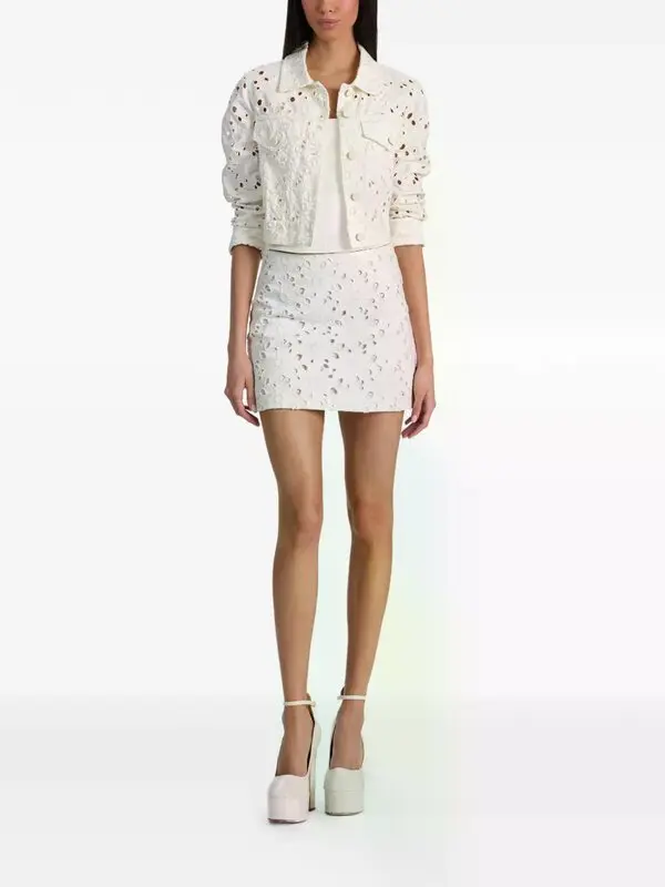Alice + Olivia Riley Broderie Anglaise Skirt - White