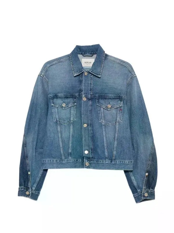 REPLAY Panelled Curved-sleeve Denim Jacket - Blue