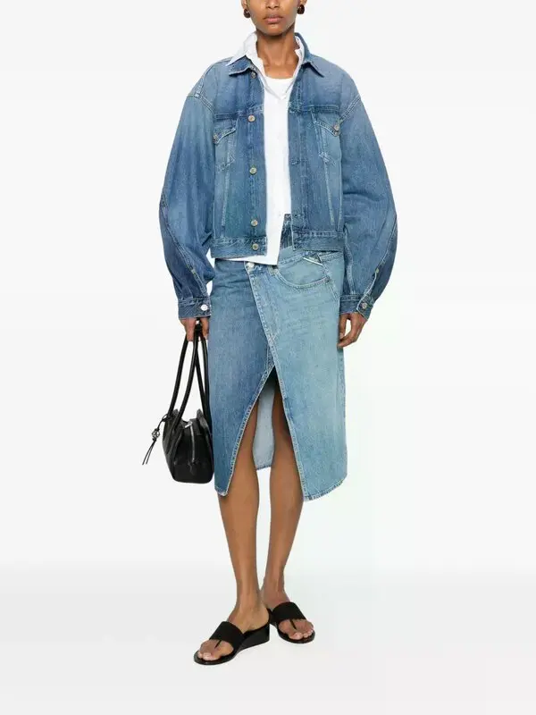 REPLAY Panelled Curved-sleeve Denim Jacket