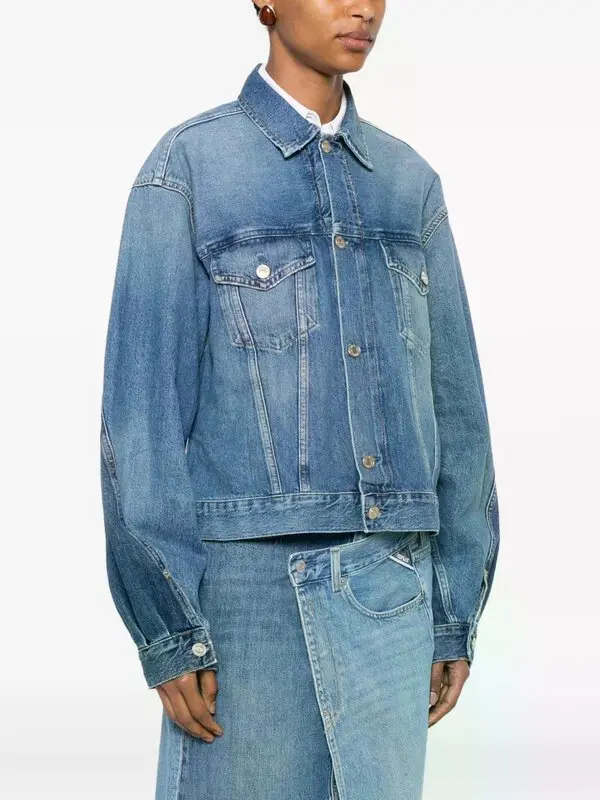 REPLAY Panelled Curved-sleeve Denim Jacket